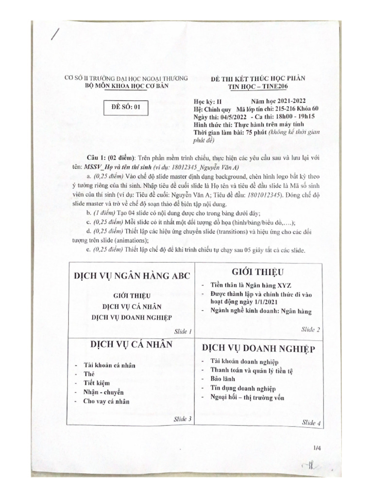 Đề Thi Tin 2022 K60 | PDF