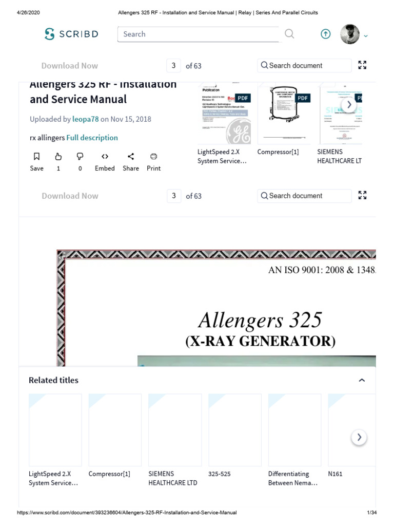 Allengers 325 RF Installation and Service Manual Relay Series and ...