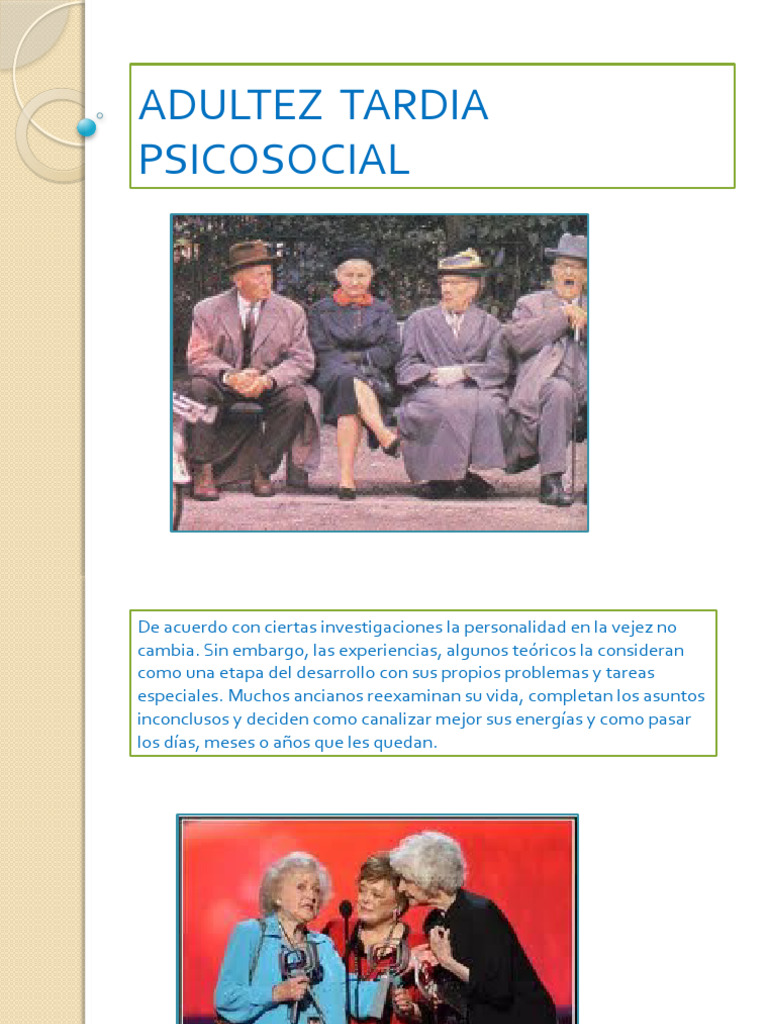 Adultez Tardia | PDF | Adultos | Vejez