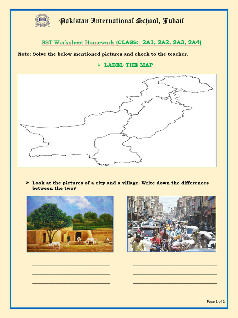 SST Worksheet For Class 2 14-Nov-2023 | PDF