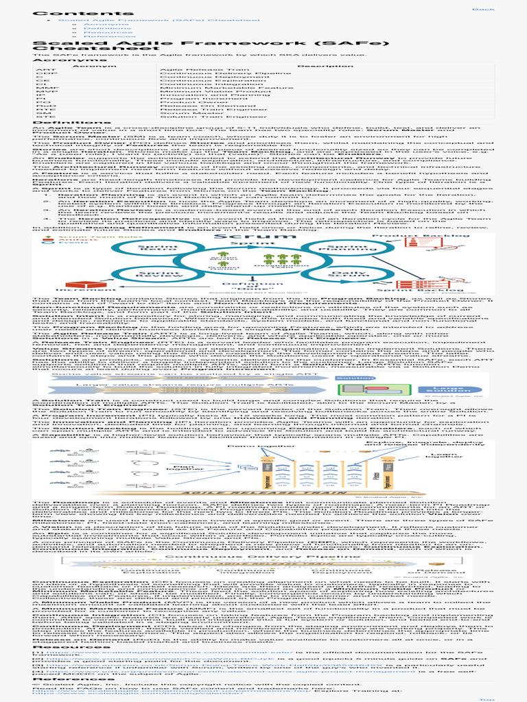 SAFe Cheat Sheet PDF | PDF | Scrum (Software Development) | Agile Software Development