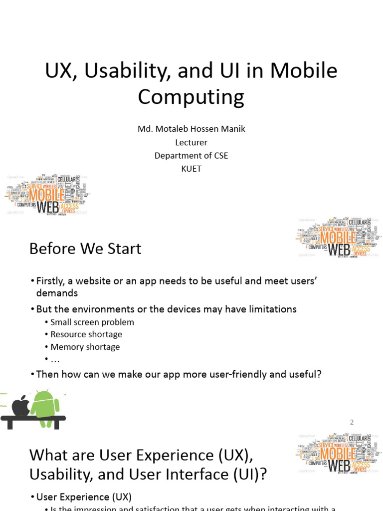 6.UX, Usability and UI in Mobile Computing | PDF | Usability | Mobile App
