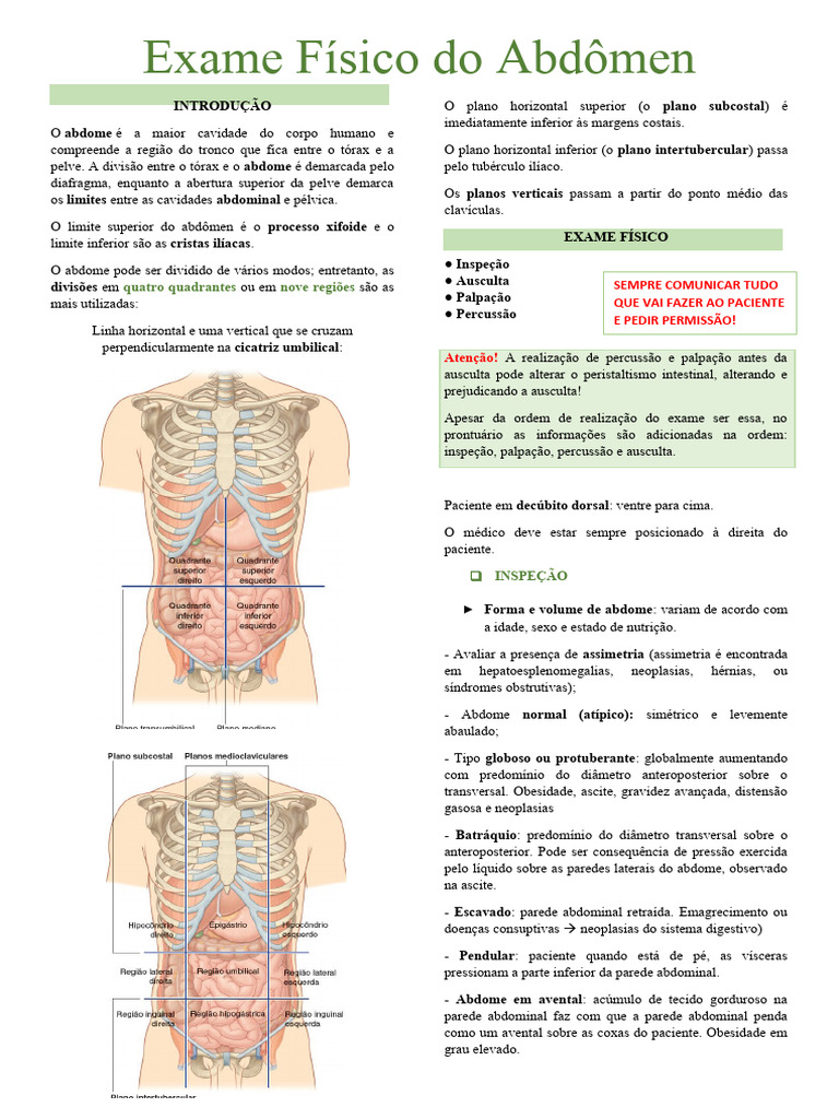 Exame Físico Do Abdomen | PDF | Órgão (anatomia) | Sistema digestivo