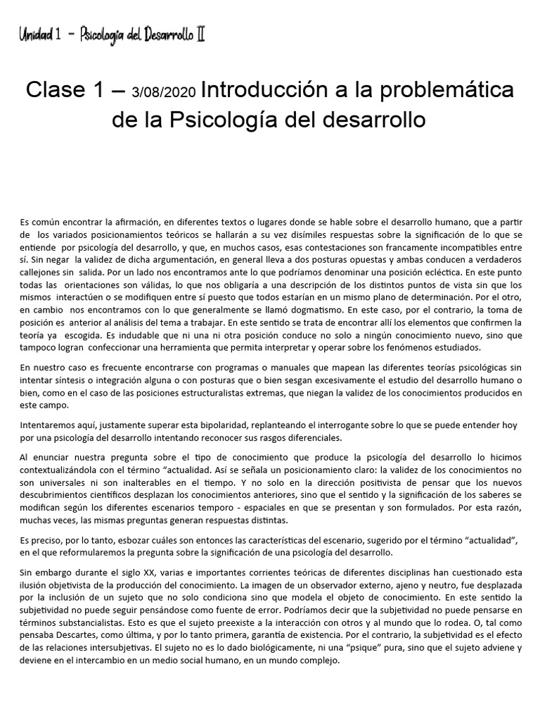 Psicologia Del Desarrollo II | PDF | Mente inconsciente | Psicoanálisis