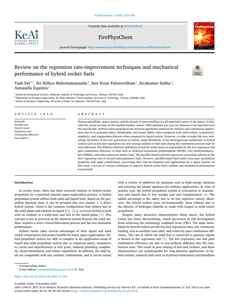 Review On The Regression Rate-Improvement Techniques and Mechanical ...