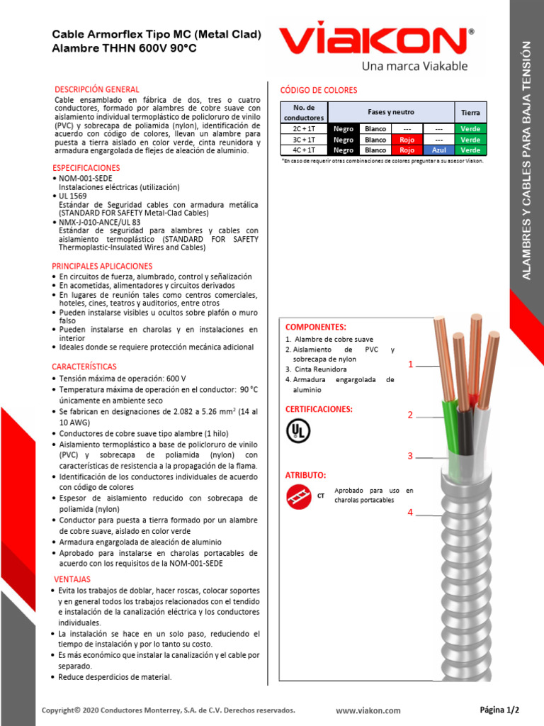 Cable-Armorflex Viakon | PDF | Conductor electrico | Aislador ...