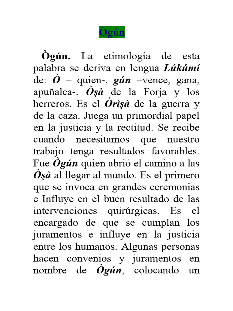Ògún | PDF | Santeria