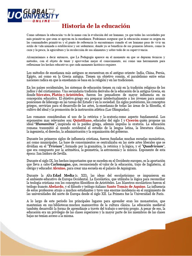 Historia De La Educación Pdf Protestantismo Educación En Artes