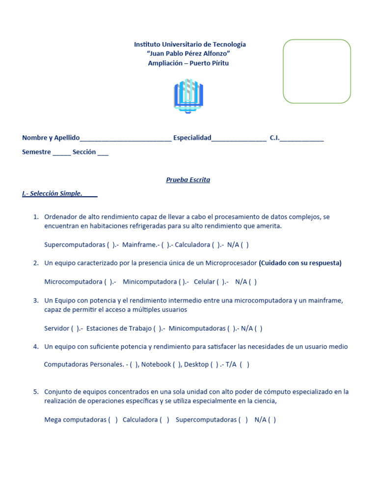 Examen Iutepal | PDF