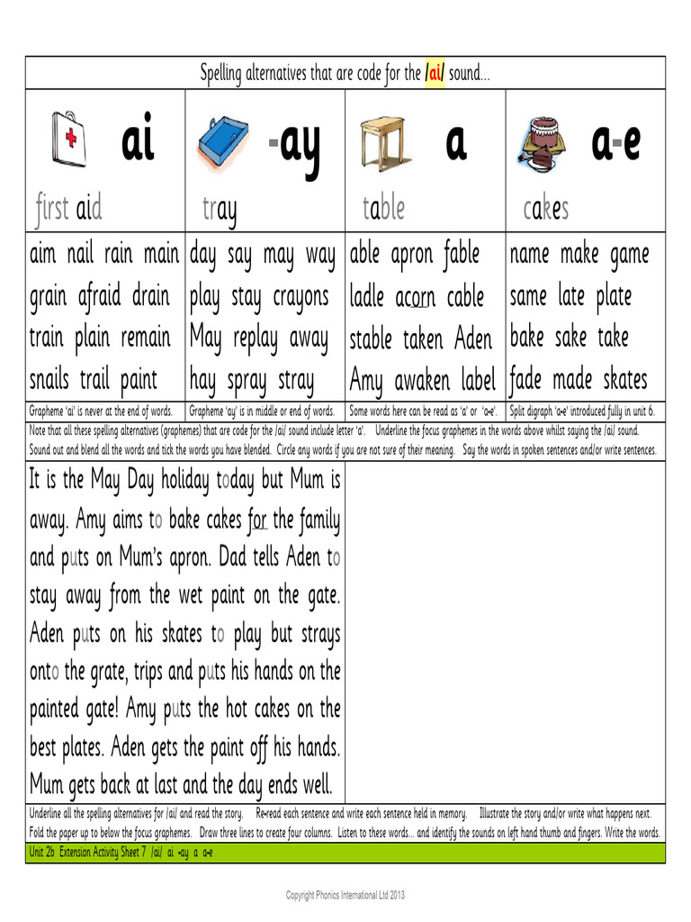 Unit 2 6 Spell Alt Ai Igh Oa | PDF | Phonics | Writing