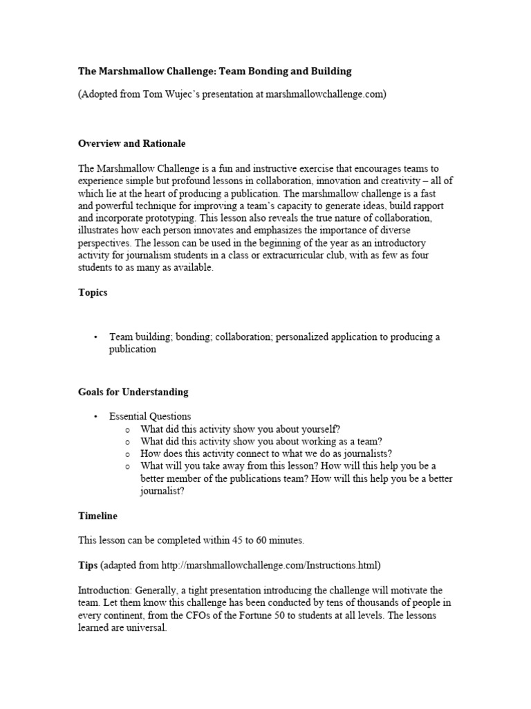Marshmallow Challenge | PDF
