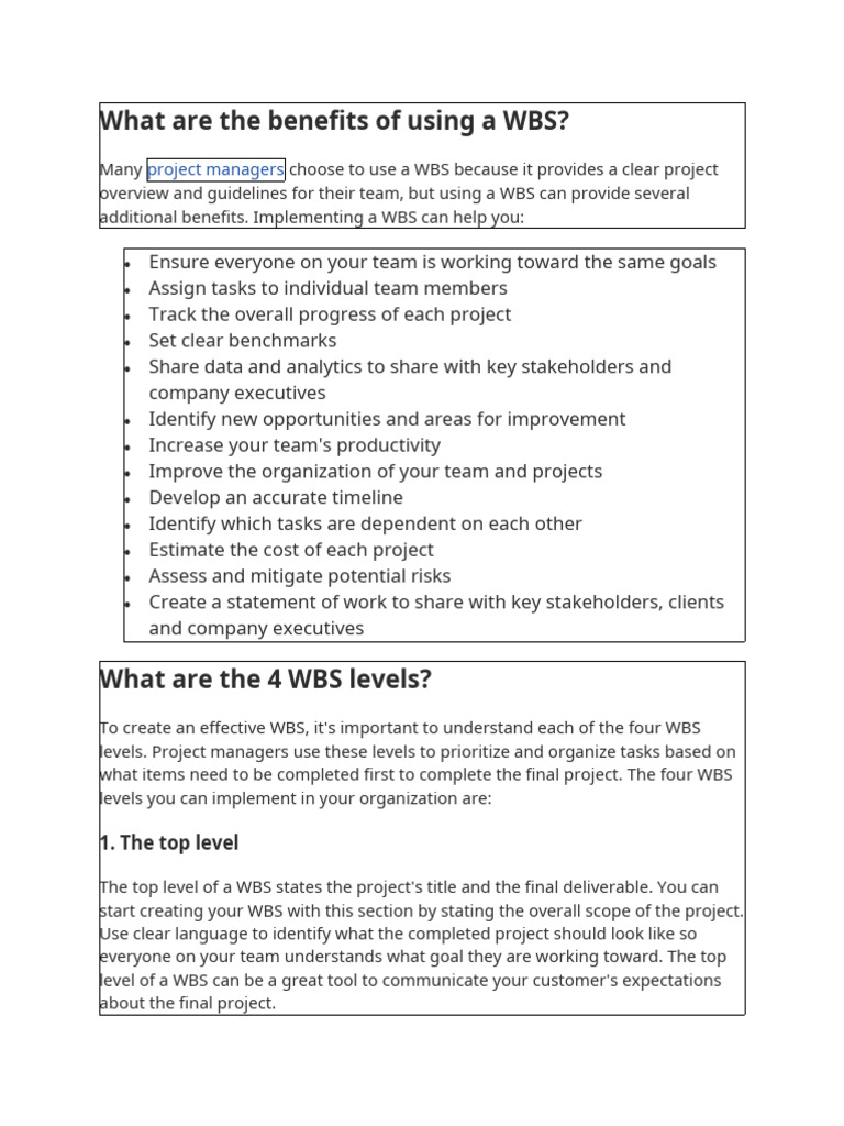 What Are The Benefits of Using A WBS | PDF | Databases | Software