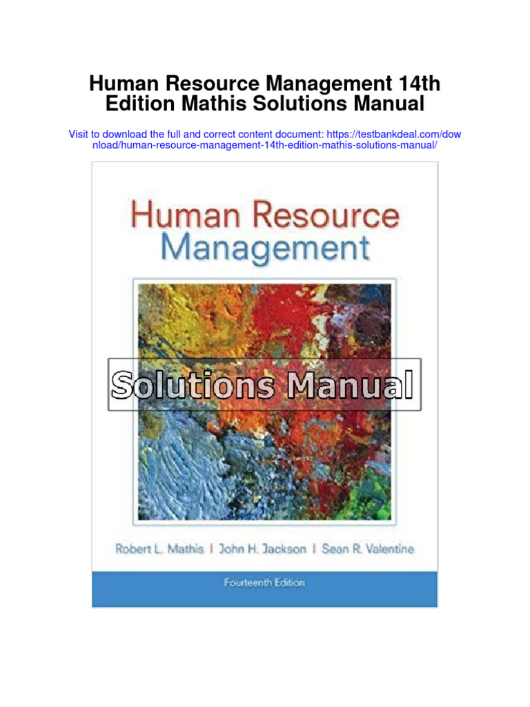 Human Resource Management 14th Edition Mathis Solutions Manual Pdf
