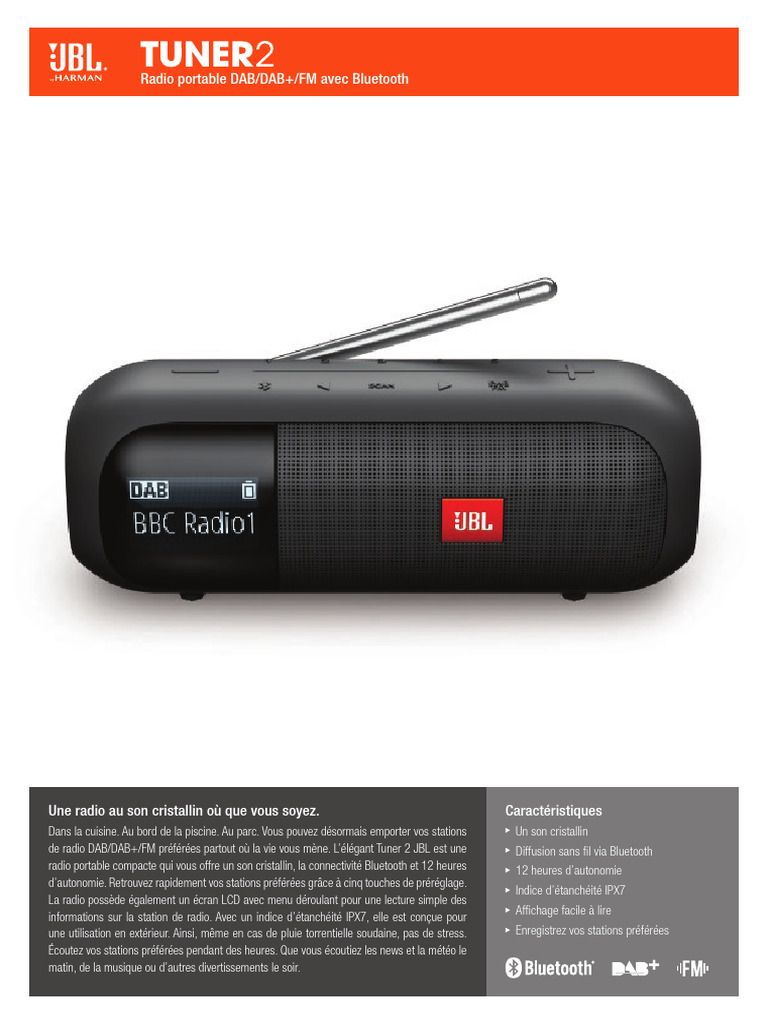 JBL Tuner2 Spec Sheet French | PDF | Radio | Électronique