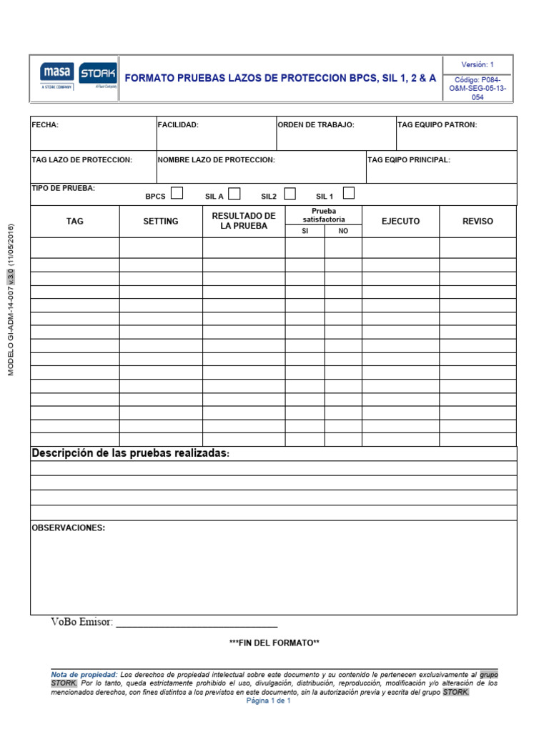P084-Om-Seg-05!13!054 Formato Aseguramiento Pruebas Sil | PDF | Informática