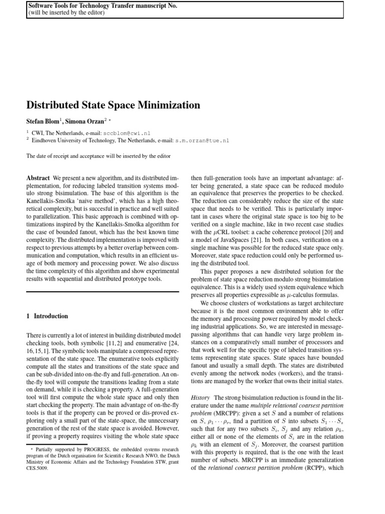 Distributed State Space Minimization | PDF | Time Complexity | Algorithms