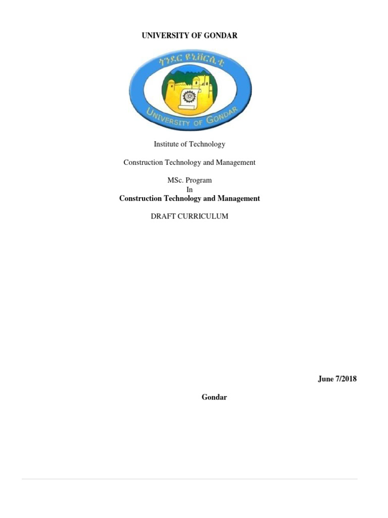 Gondar University MSC Curriculun For CEM | PDF | Engineering ...