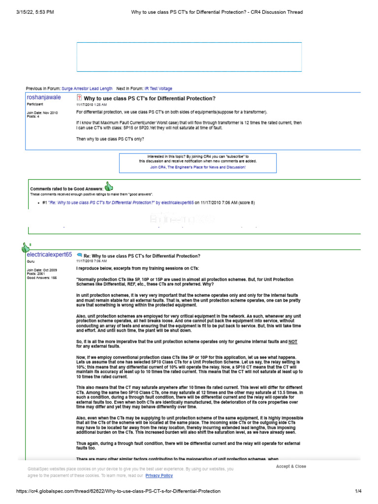 Why To Use Class PS CT's For Differential Protection | PDF | Relay | Ct ...
