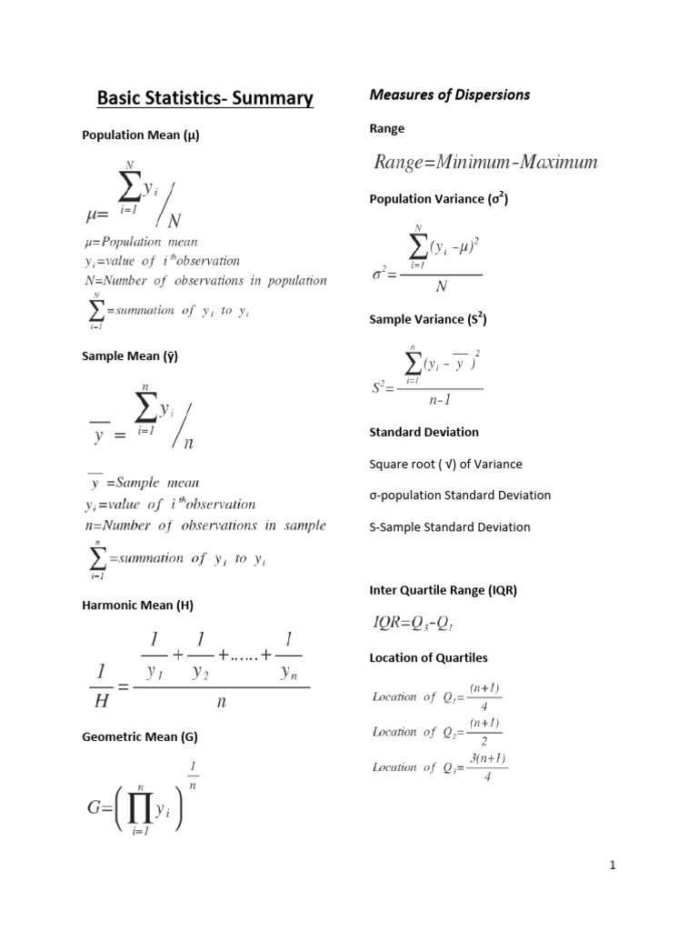 Basic Statistics | PDF | Variance | Coefficient Of Variation