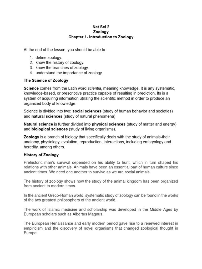 History of Zoology | PDF | Zoology | Science