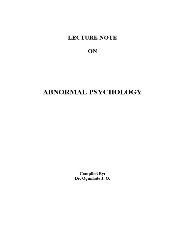 Short Notes On Abnormal Psychology - 113109 | PDF | Diagnostic And ... Short Notes On Abnormal Psychology - 113109 | PDF | Diagnostic And ...