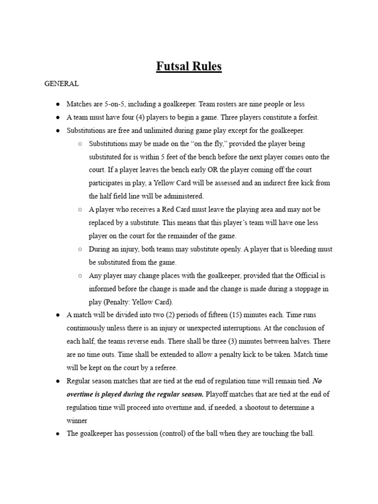 Futsal Rules 1 | PDF | Association Football | Sports