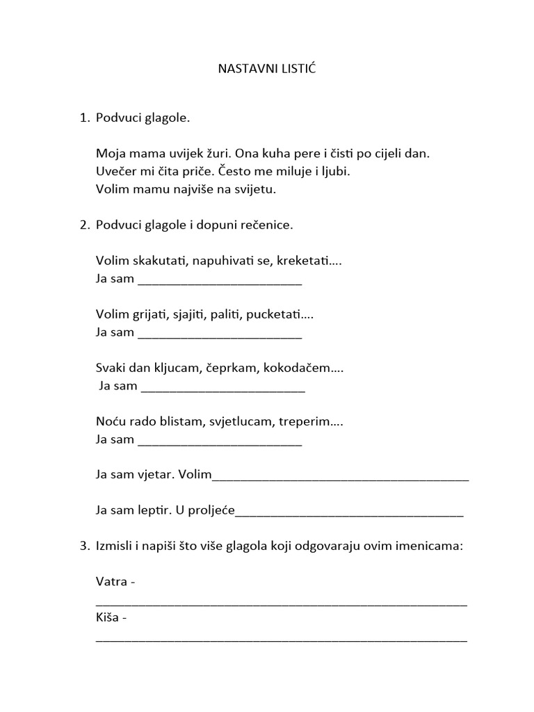 Nastavni Listić | PDF