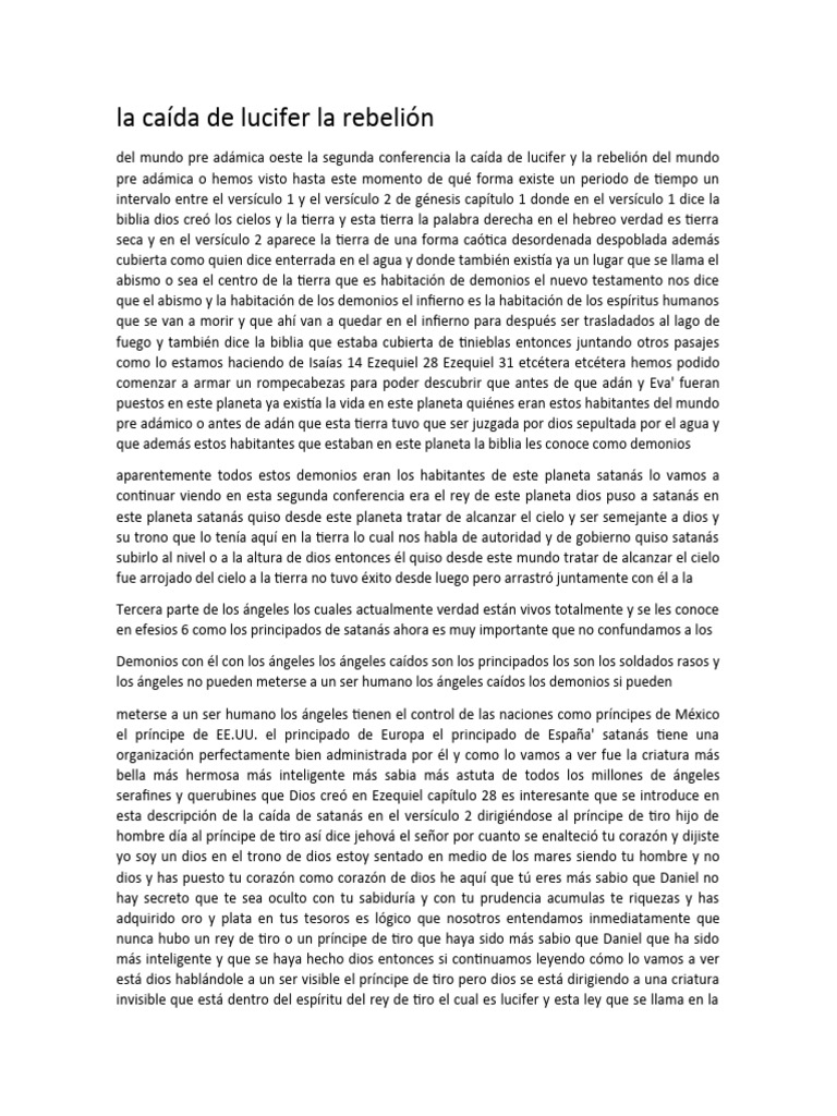La Caída de Lucifer La Rebelión | PDF | Satán | Adán y Eva La Caída de Lucifer La Rebelión | PDF | Satán | Adán y Eva
