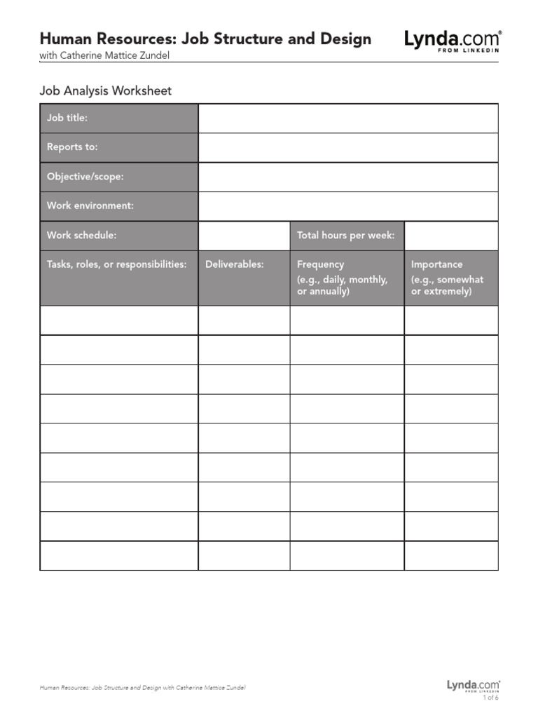 Job Analysis Worksheet | PDF | Human Resources | Employment