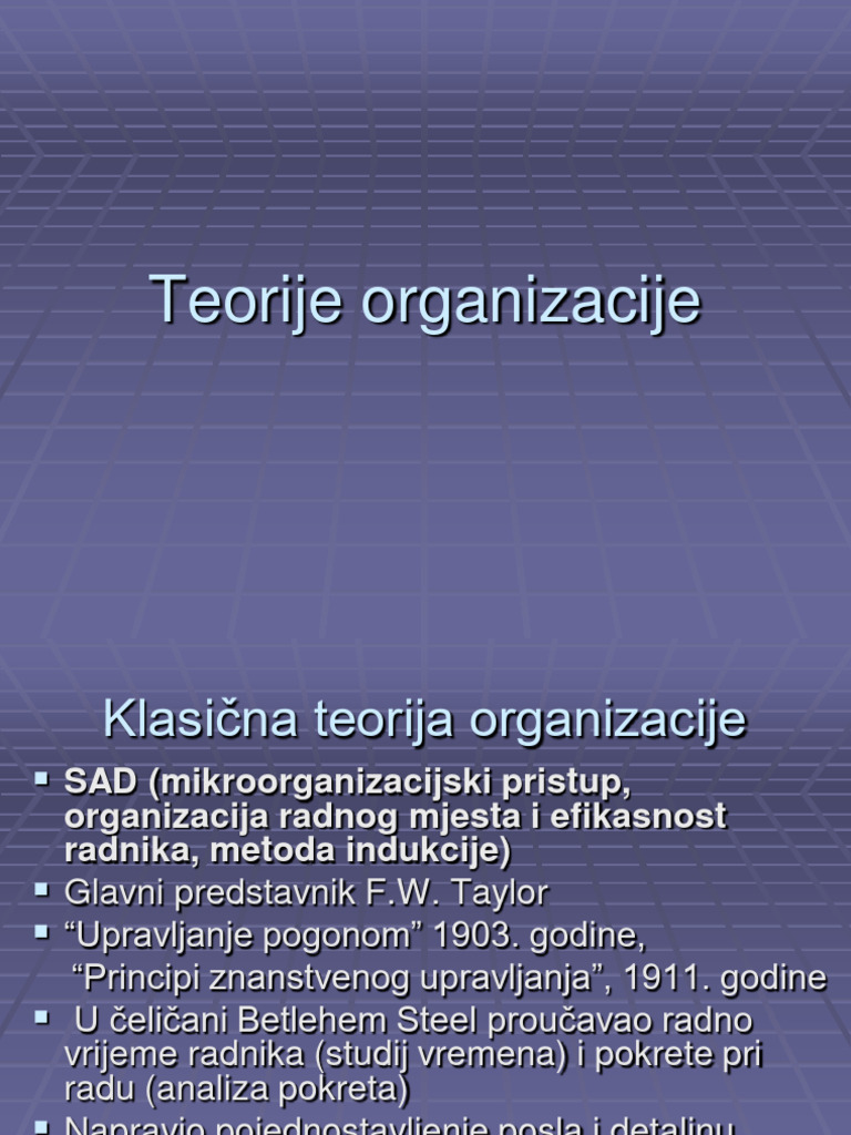 Teorije Organizacije | PDF