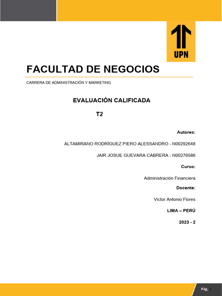 Grupo 22 T2 AdministraciónFinanciera | PDF | Estado de resultados | Hoja de balance