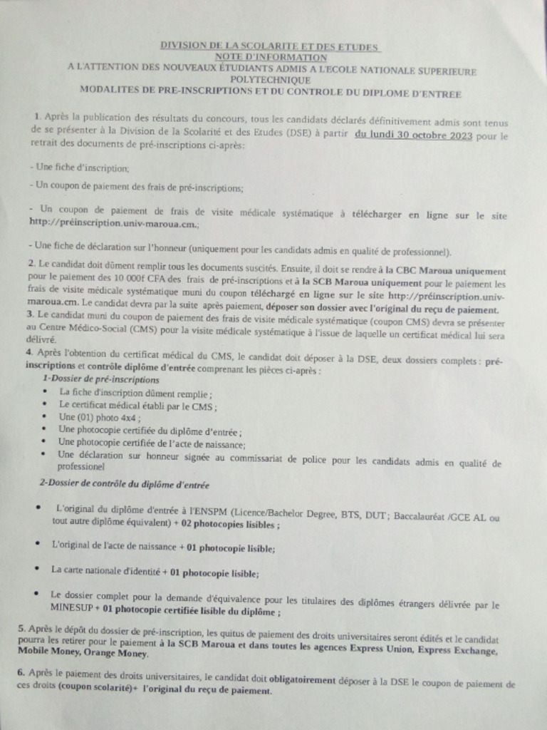 Enspm Préinscription | PDF