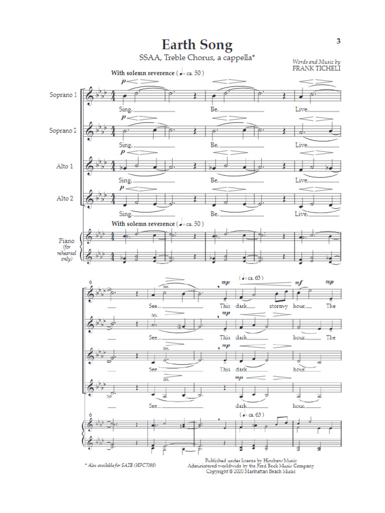 Earth Song SSA | PDF