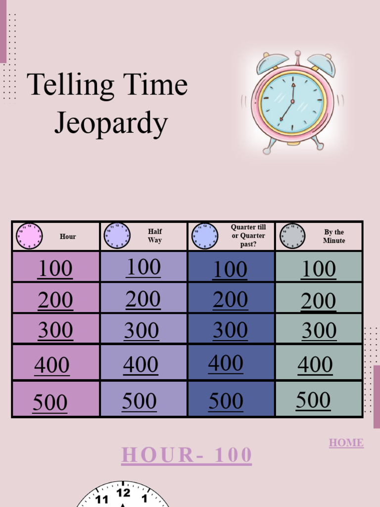 Part 2 Jeopardy Telling Time | PDF