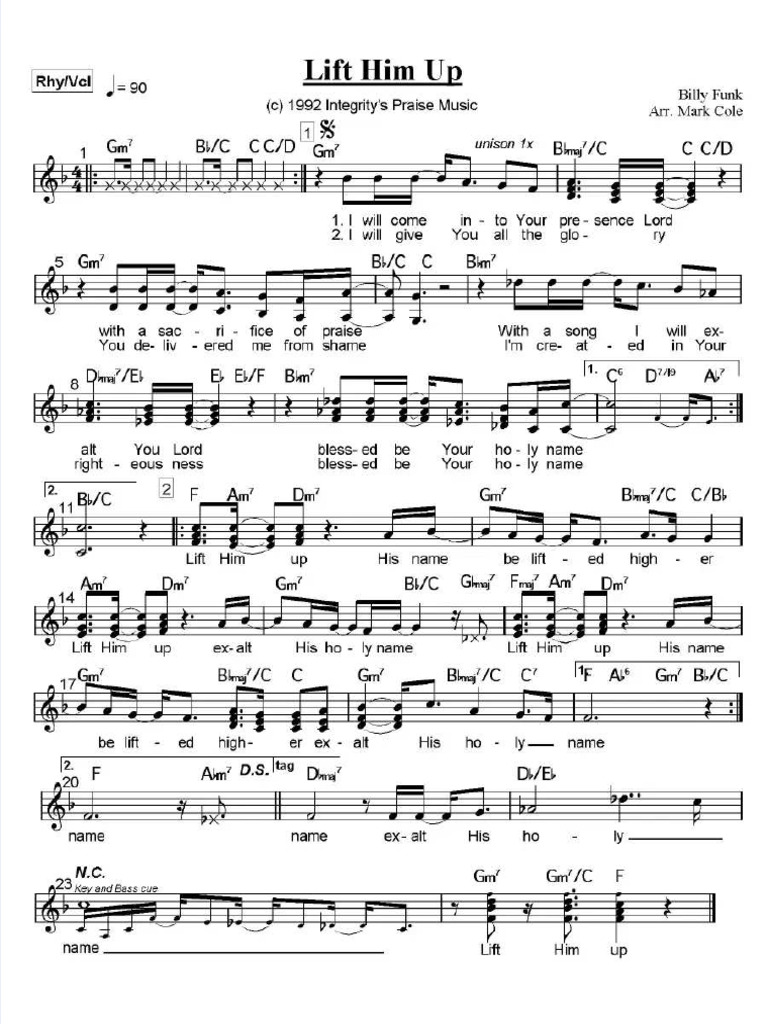 Lift Him Up Ron Kenoly Lead Sheet | PDF