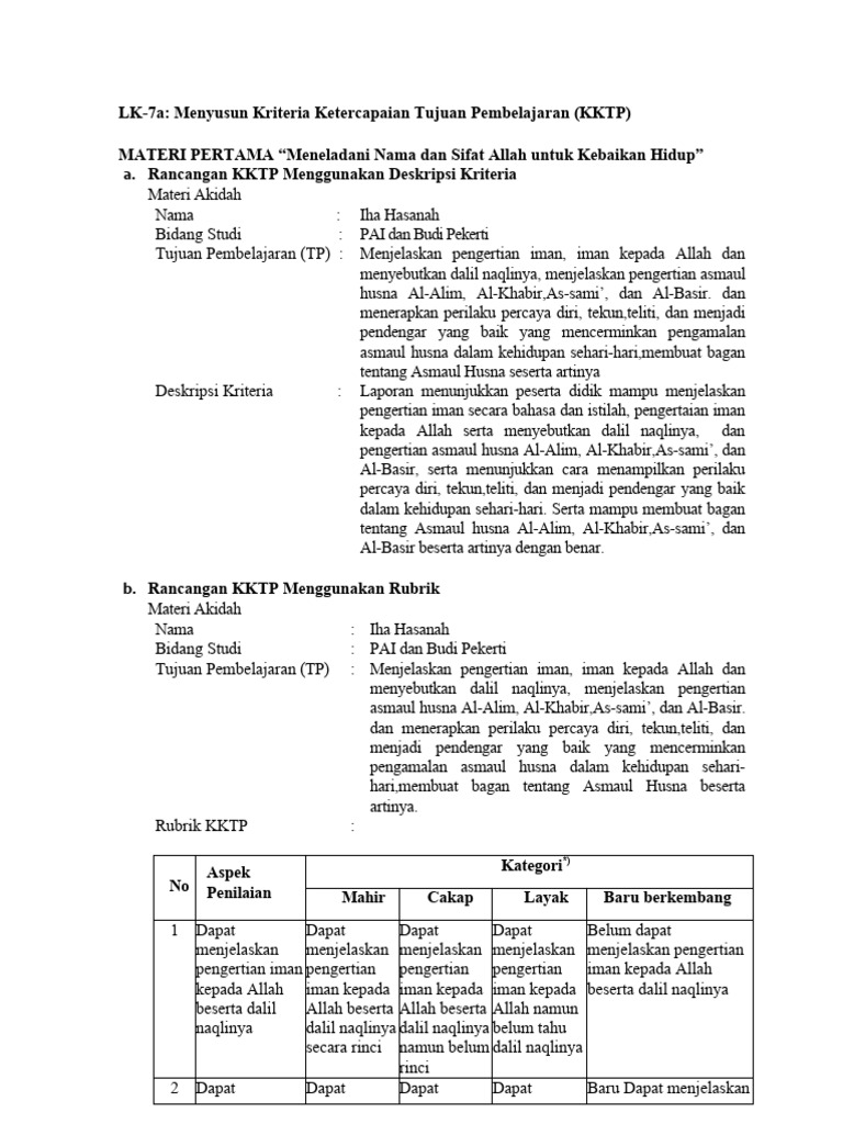 Kriteria dan Asesmen PAI SMP | PDF | Seni & Disiplin Bahasa | Kajian Bahasa Asing