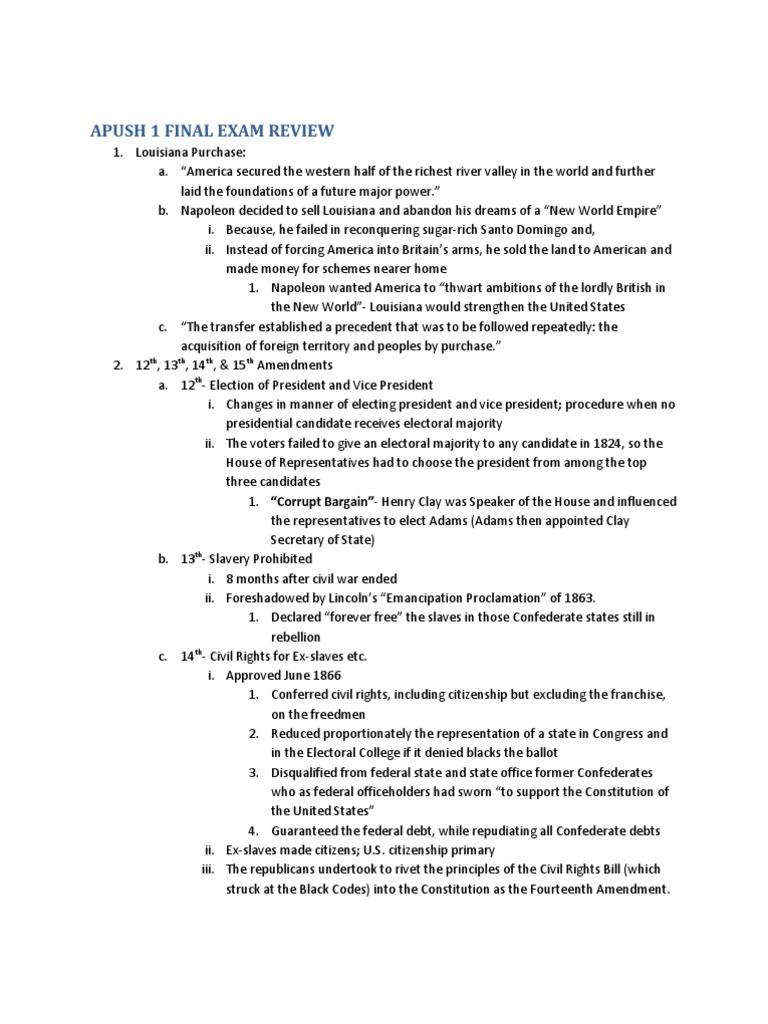 APUSH Final Exam Review Guide | PDF | Mexican–American War | Thirteenth ...