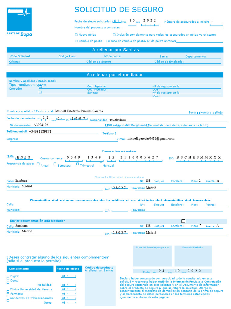 SS_castellano_editableNUEVASOL (2) (3) | PDF | Póliza de seguros | Seguro