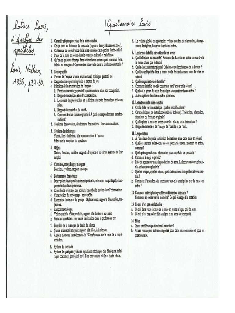 Questionnaire Pavis PDF | PDF