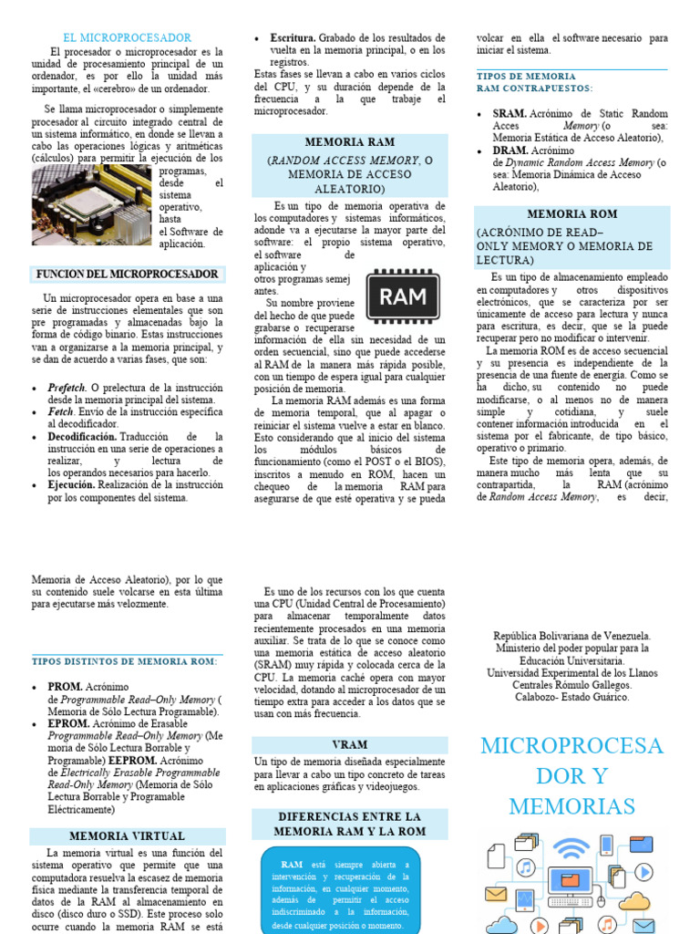 El Microprocesador Triptico | PDF | Almacenamiento de datos de la computadora | Memoria de ...