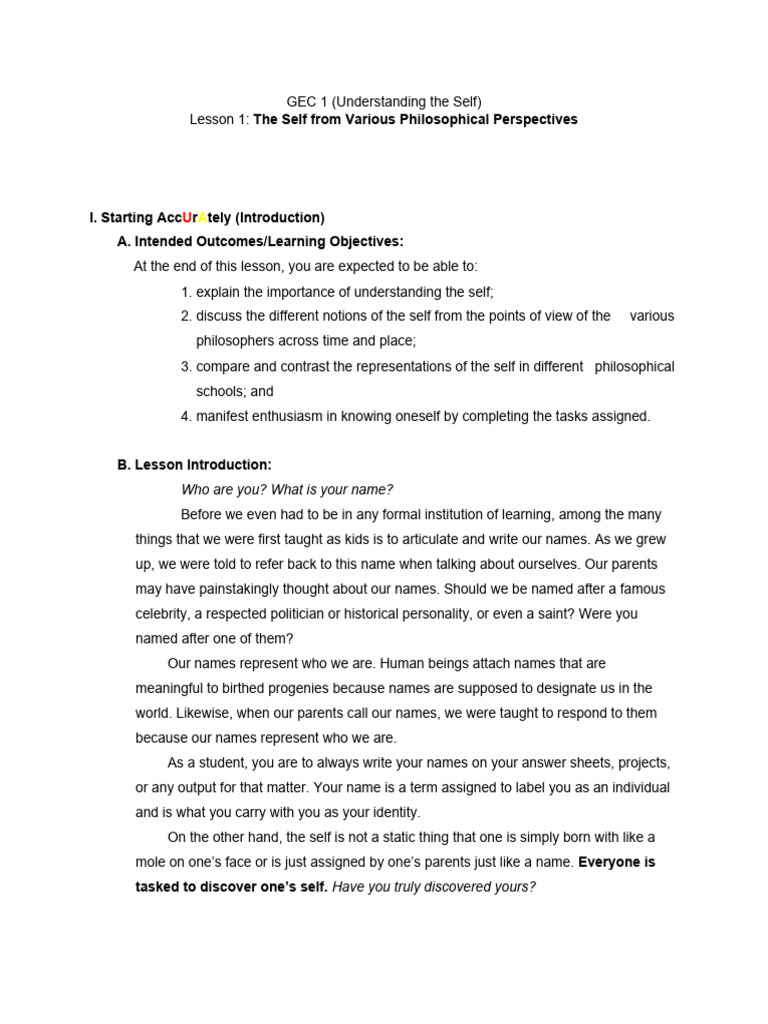 GEC 1 Modules | Download Free PDF | Soul | Self Concept