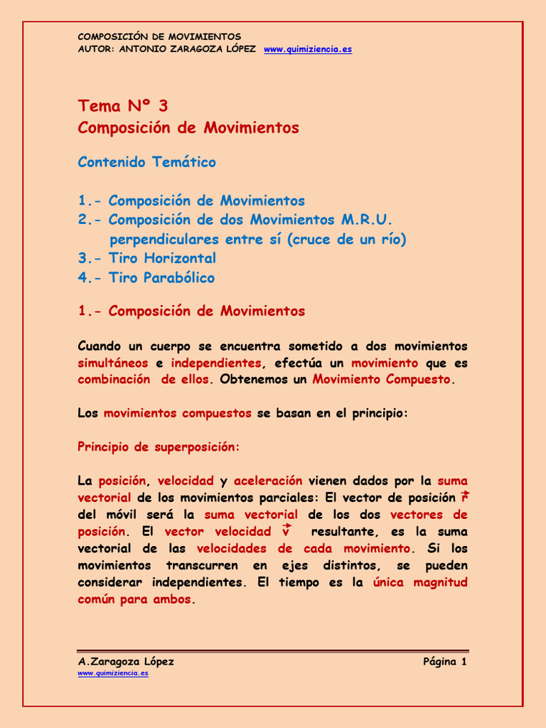 Tema 3.composicion de Movimientos | PDF | Vector Euclidiano | Mecánica
