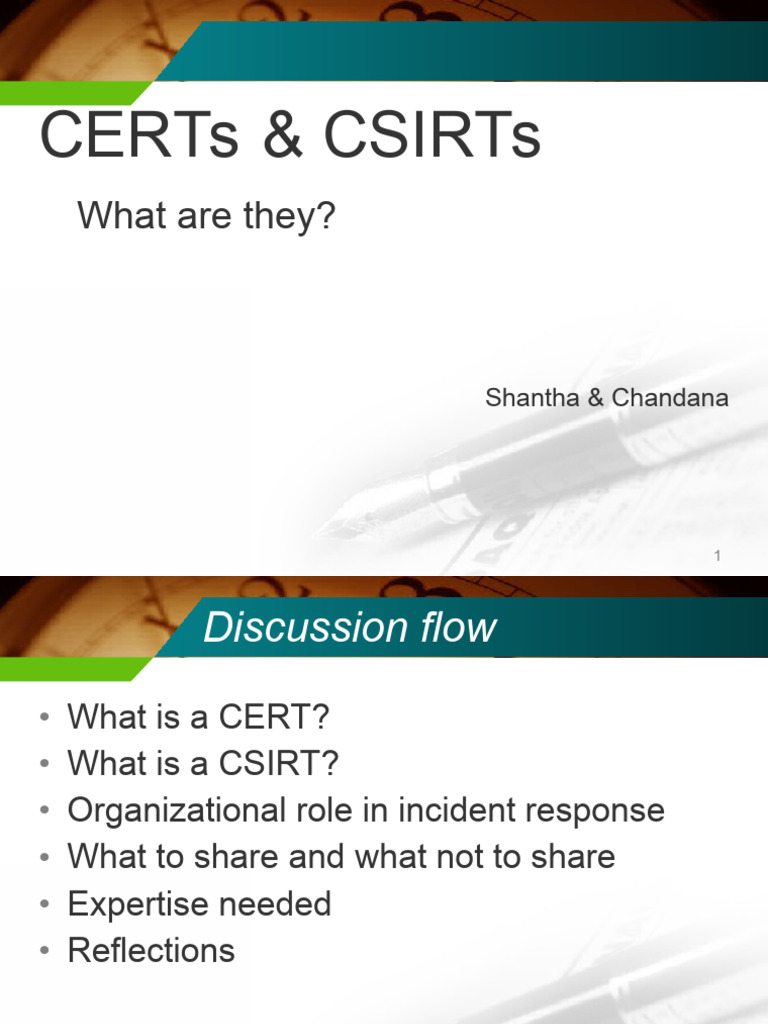 Lec 04 C CERTs Vs CSIRTs Intro | PDF | Security | Computer Security