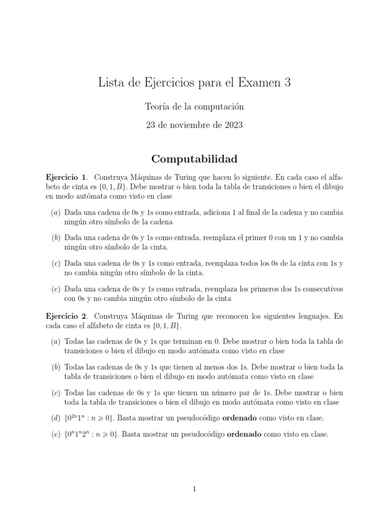 Ejercicios Examen3 | PDF | Matemáticas Aplicadas | Ciencias de la Computación