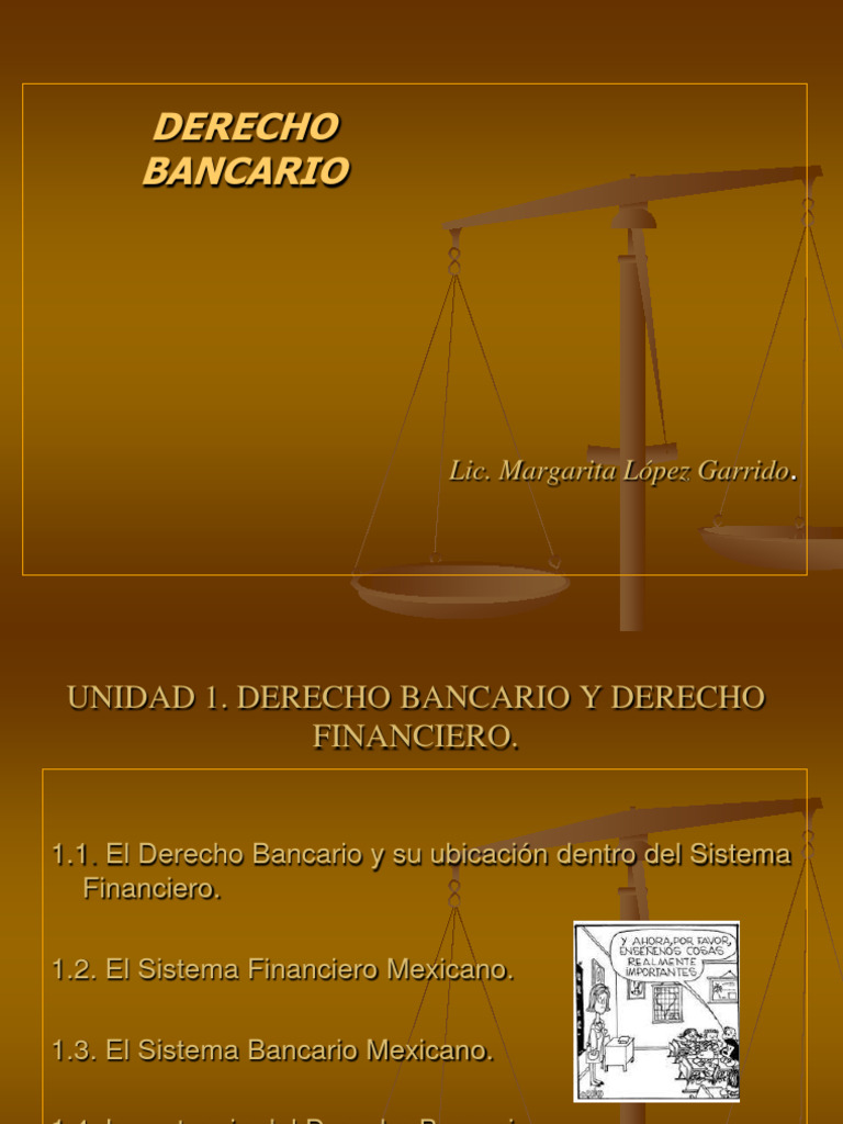 Unidad 1. Derecho Bancario | PDF | Bancos | Sistema financiero