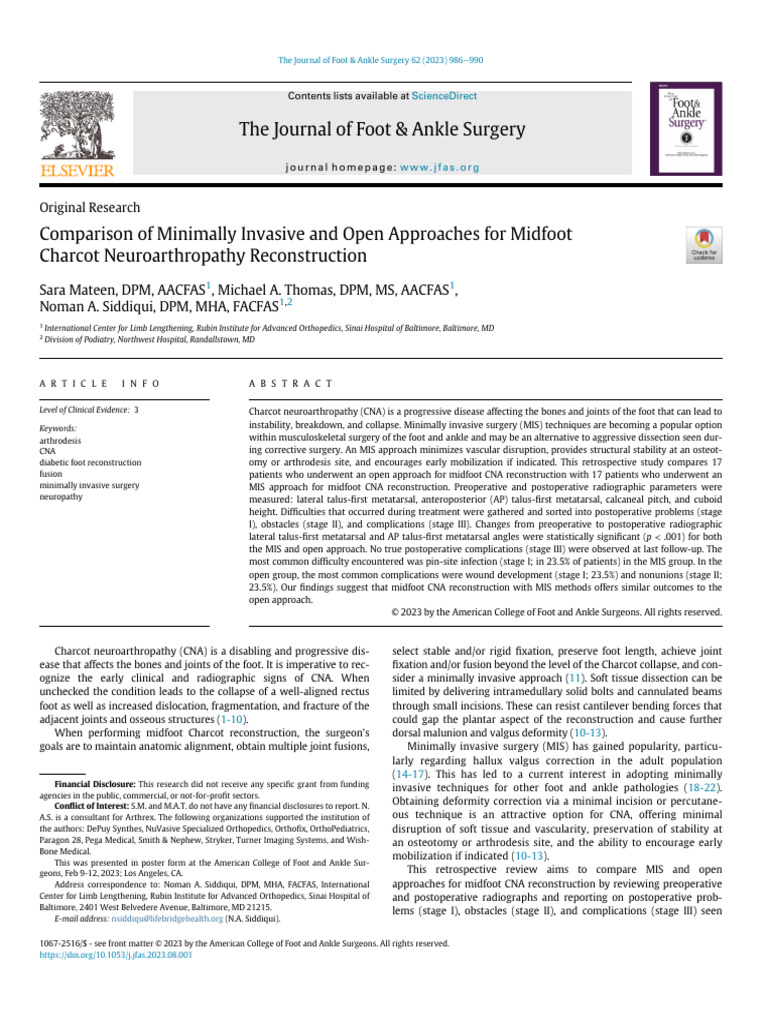 Comparison of Minimally Invasive and Open Approach | PDF | Surgery | Foot