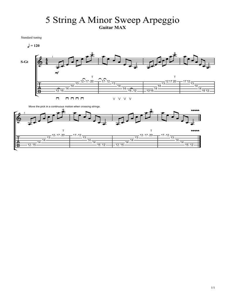 5 String A Minor Sweep Arpeggio | PDF