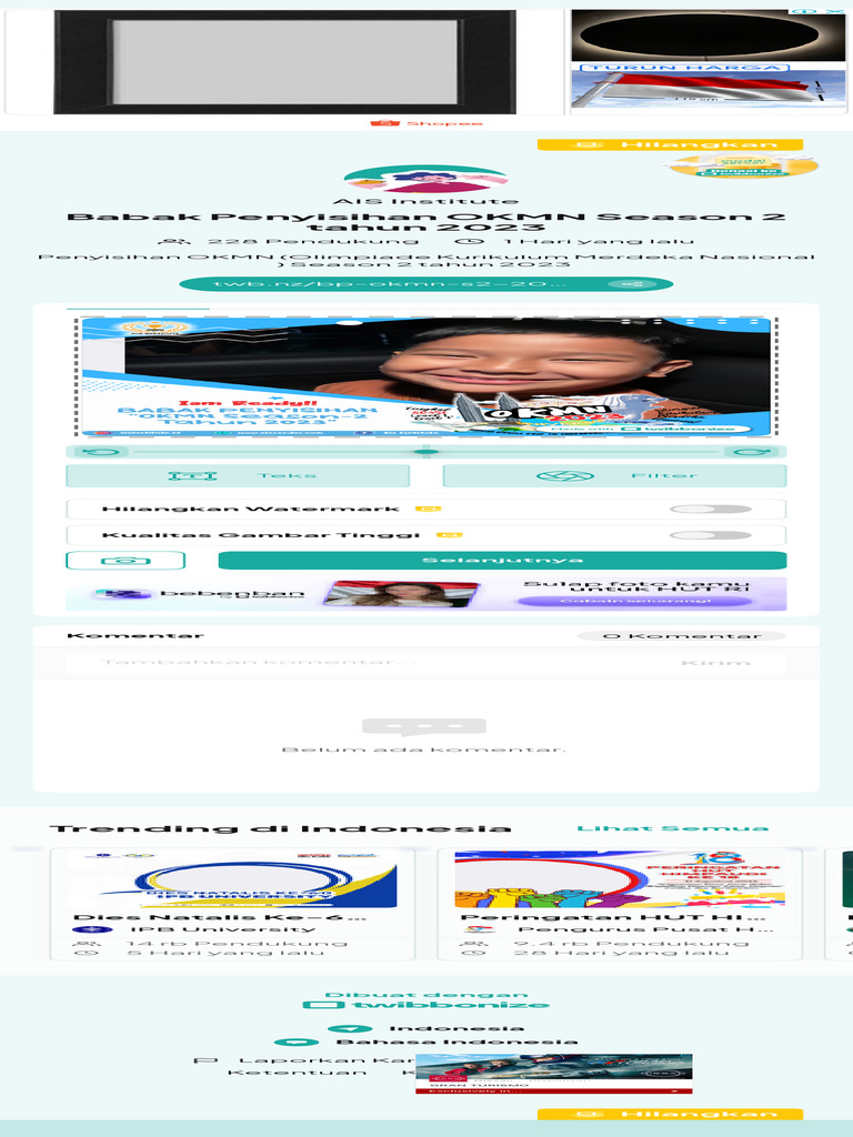 Babak Penyisihan OKMN Season 2 Tahun 2023 Twibbonize | PDF