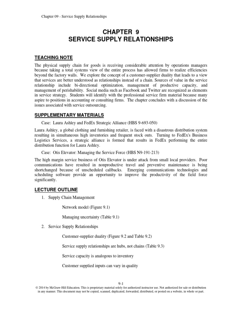 Service Supply Relationships Guide | PDF | Supply Chain | Outsourcing