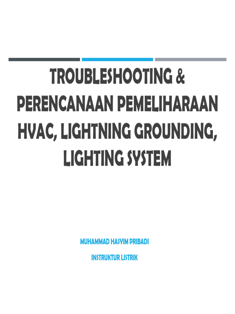 Troubleshooting & Perencanaan Pemeliharaan HVAC, Lightning Grounding, Lighting System | PDF